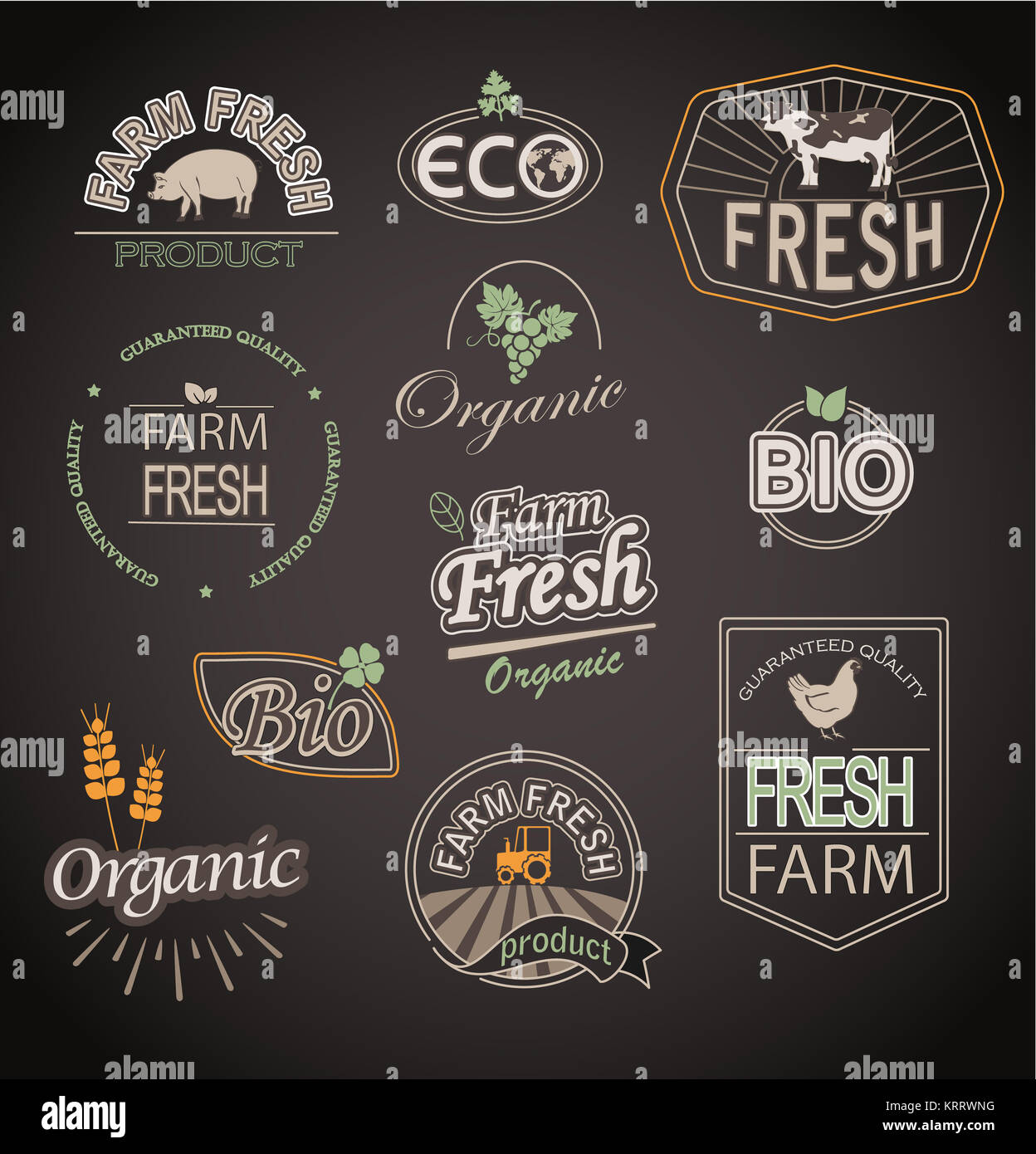 Elements for organic and farm fresh food Stock Photo - Alamy