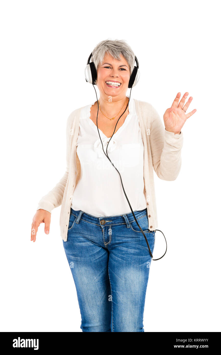 Elderly woman listen music Stock Photo - Alamy Elderly woman listen music Stock Photo - Alamy