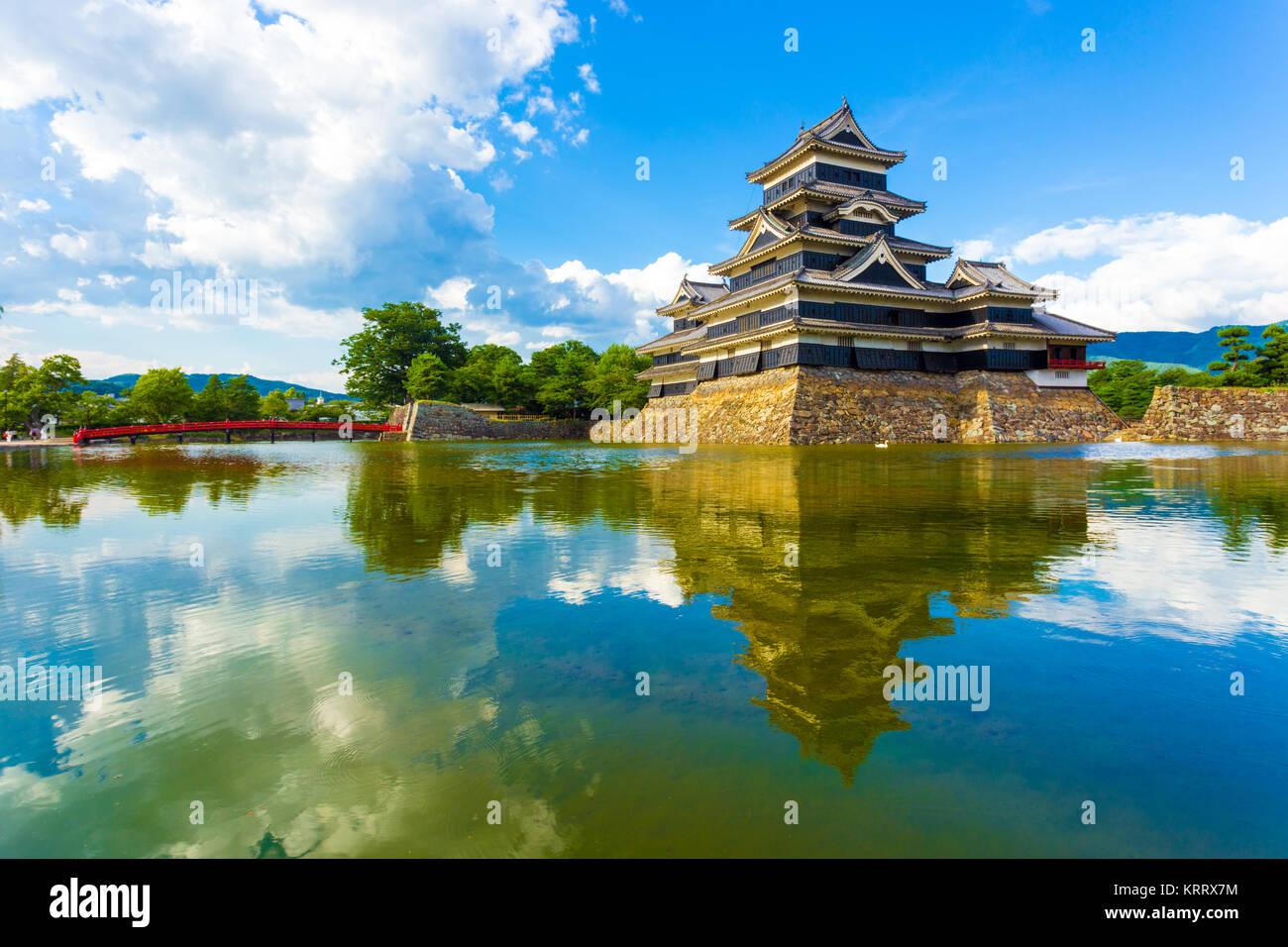 Matsumoto Castle Keep Sky Reflection Moat Water H Stock Photo - Alamy