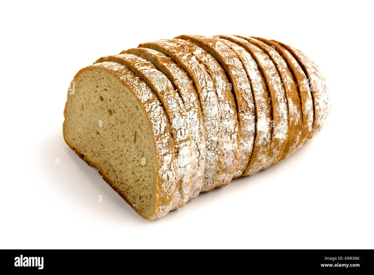 Brot, geschnittenes braunes Brot auf weissem Hintergrund Stock Photo ...