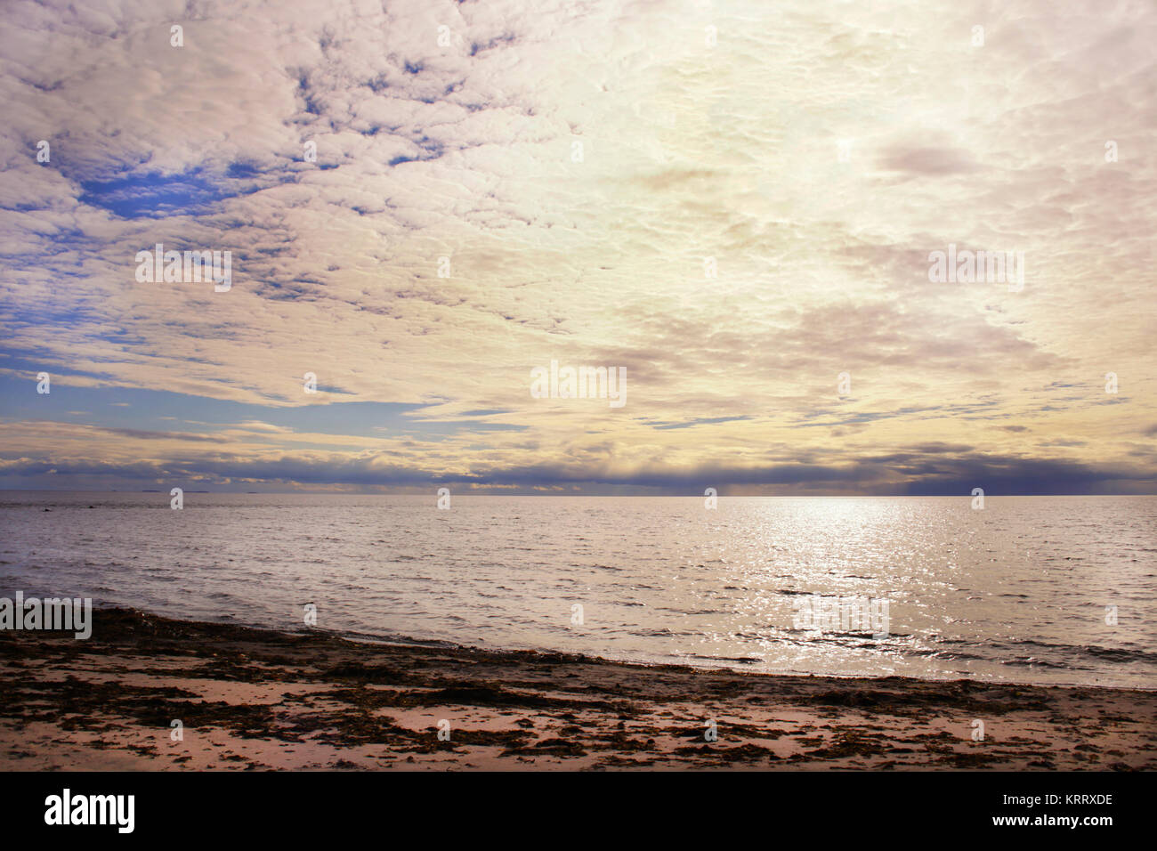 solid square clouds over the sea, a storm on the horizon Stock Photo ...