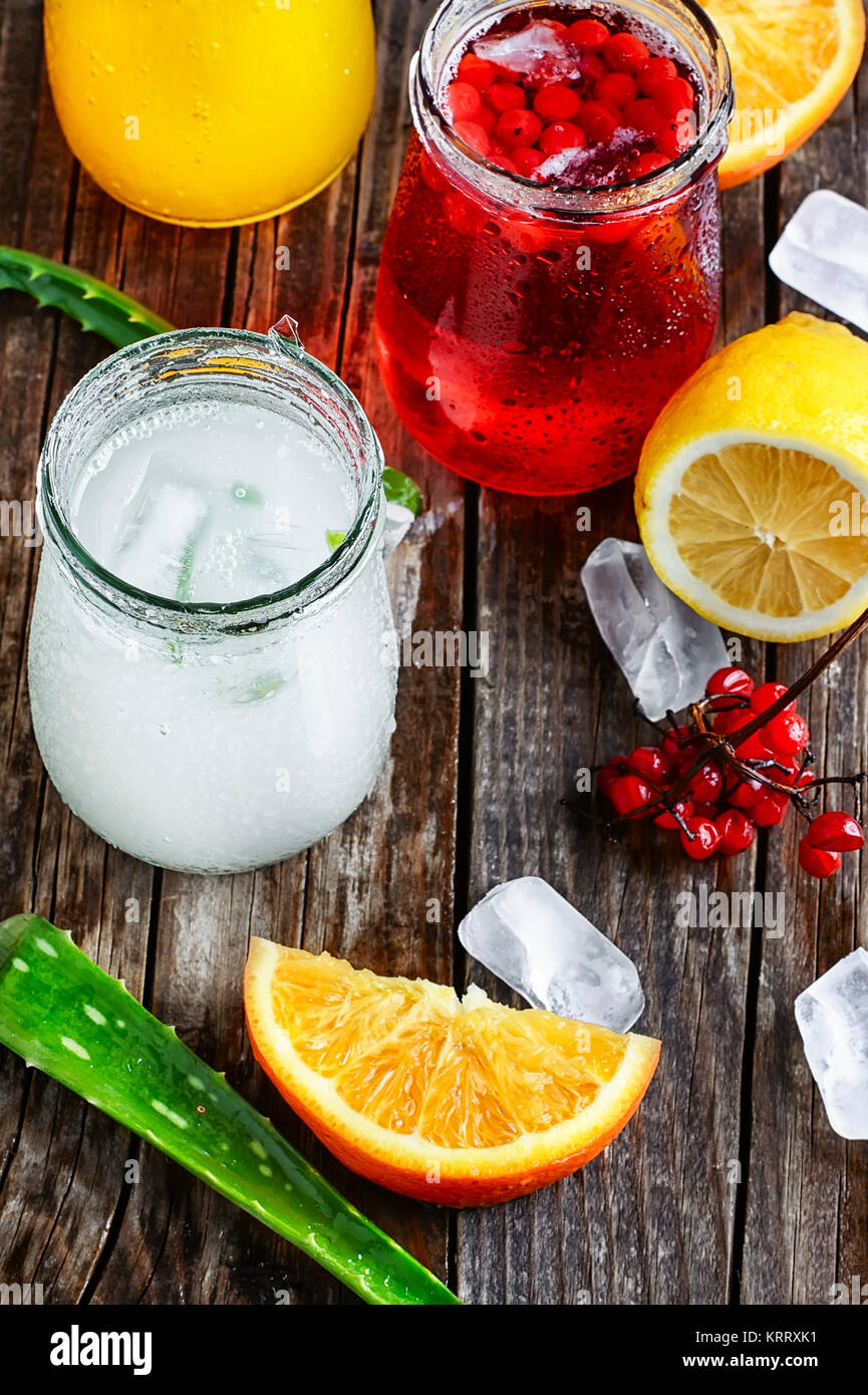 glass of medicinal drink sap from aloe leaf and orange Stock Photo - Alamy