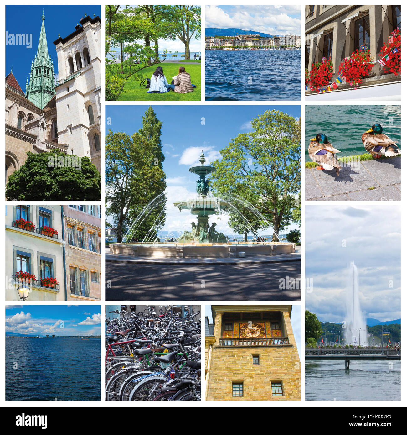 The collage from images of Geneva, Switzerland Stock Photo - Alamy