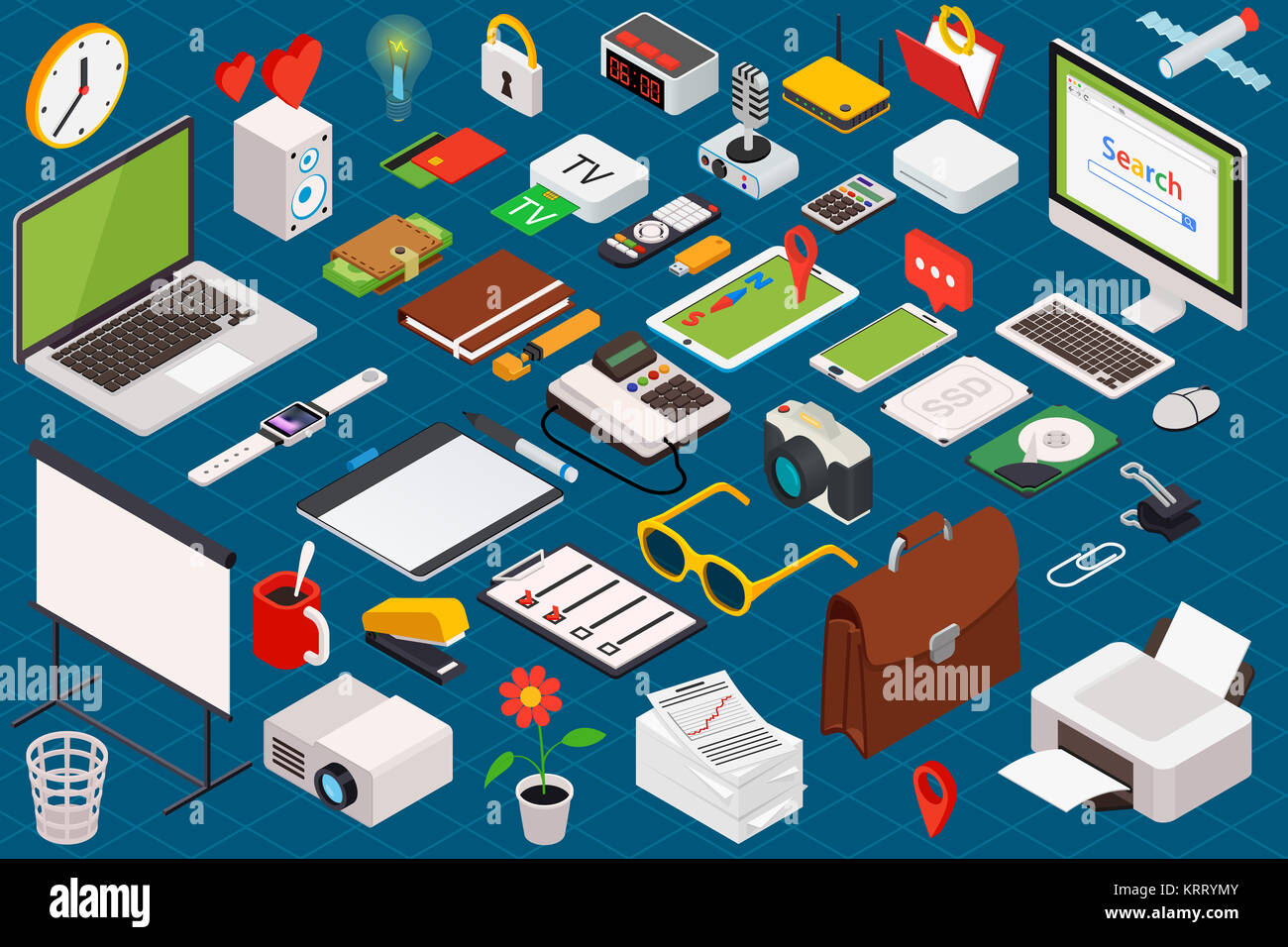 Big set of isometric volumetric of icons on a theme of computer ...