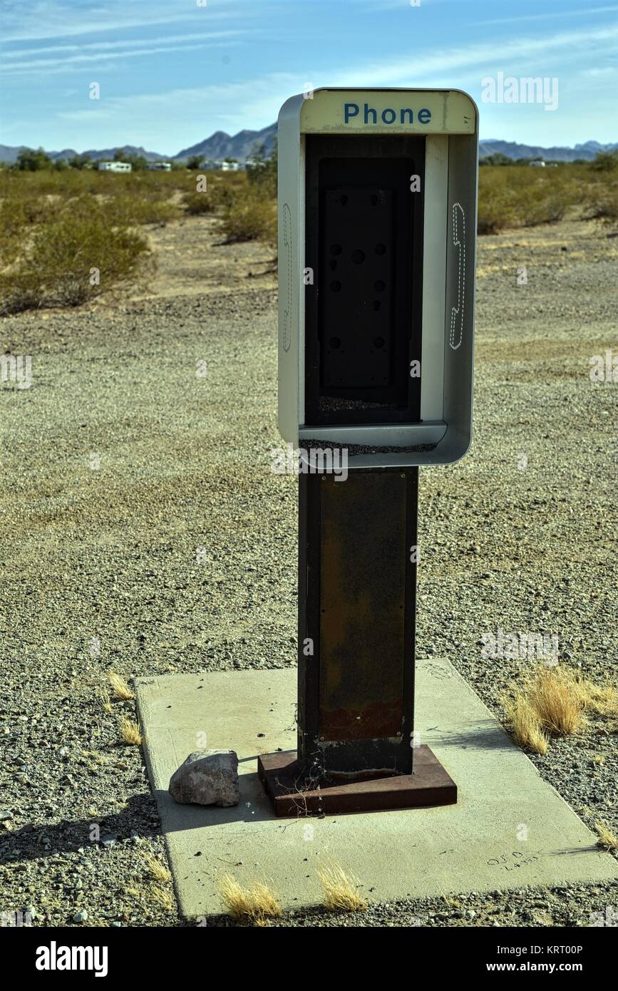 empty vintage telephone booth in desert landscape Stock Photo - Alamy