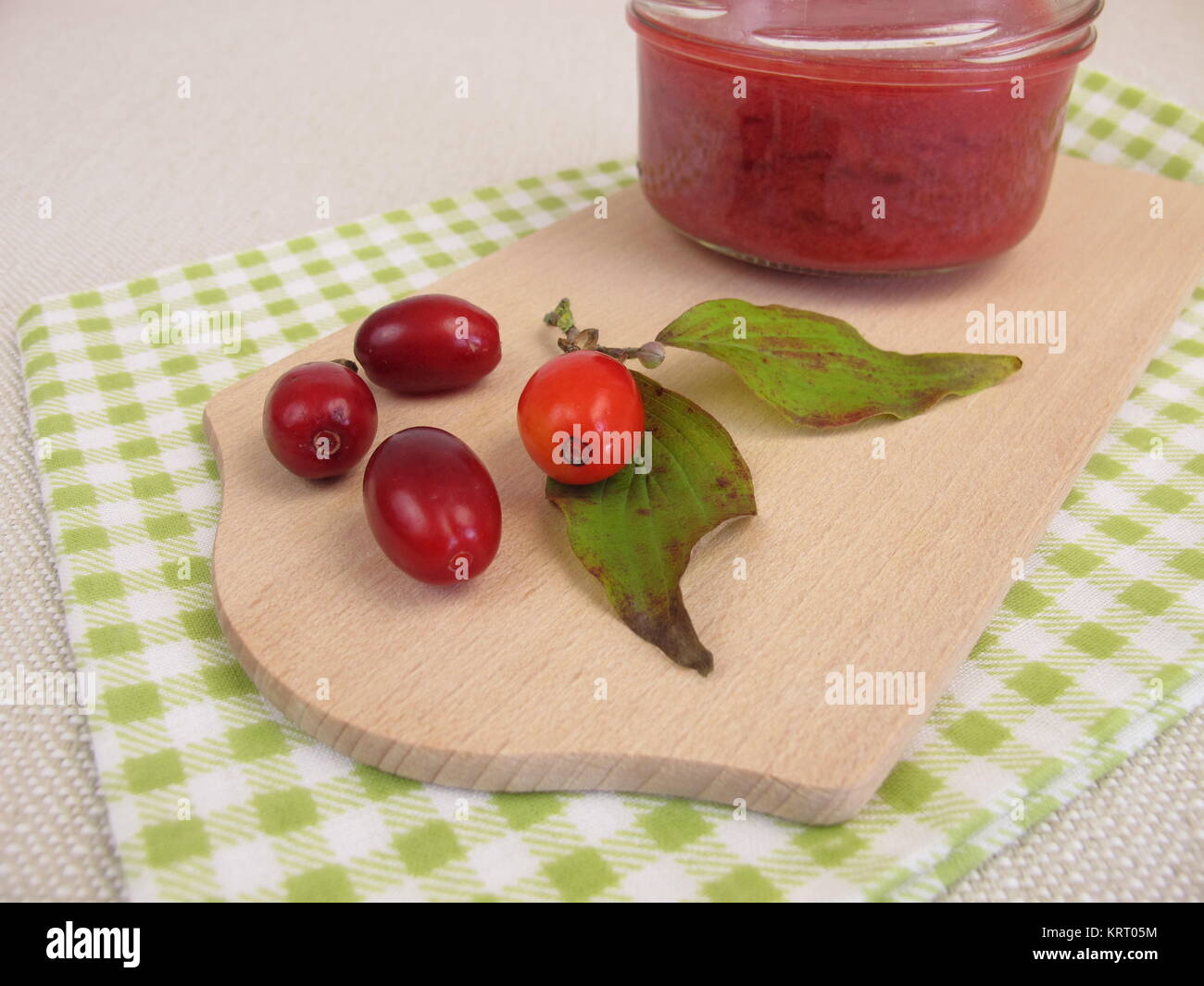 homemade cornel cherry jam in the glass Stock Photo - Alamy