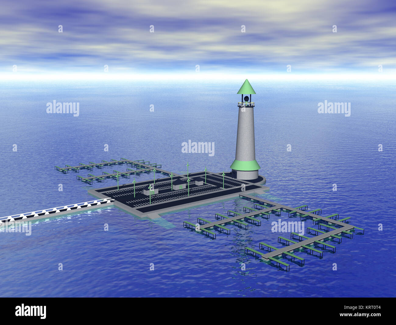 lighthouse in the sea with landing jetty Stock Photo - Alamy