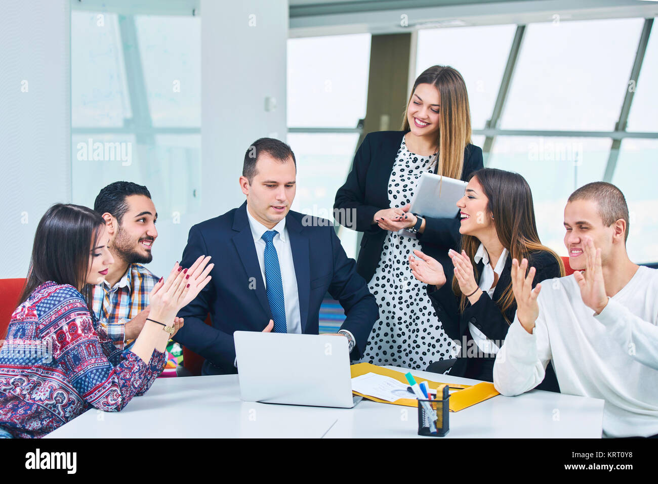 startup business people group working everyday job at modern office ...