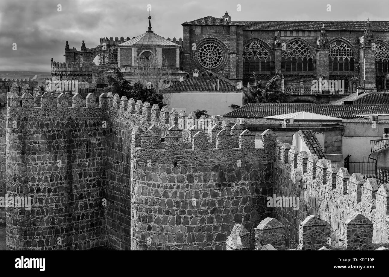 Avila medieval walls Black and White Stock Photos & Images - Alamy