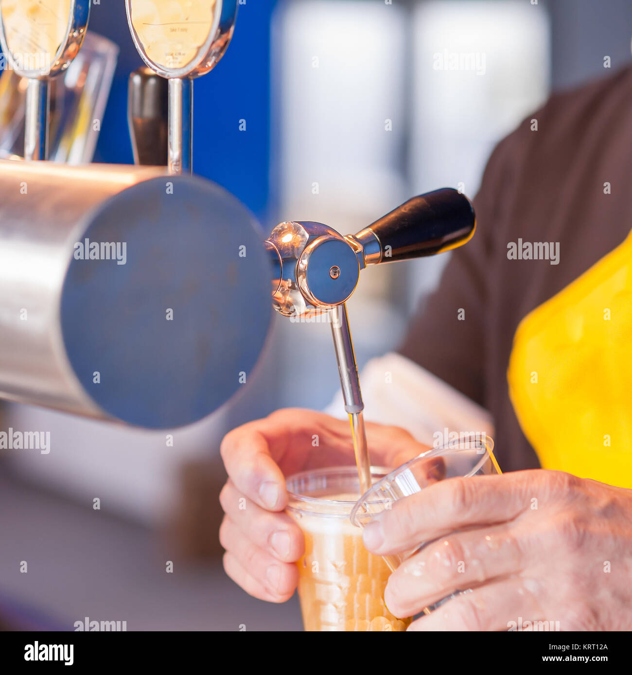 Draught draft beer taps in a bar Stock Photo - Alamy
