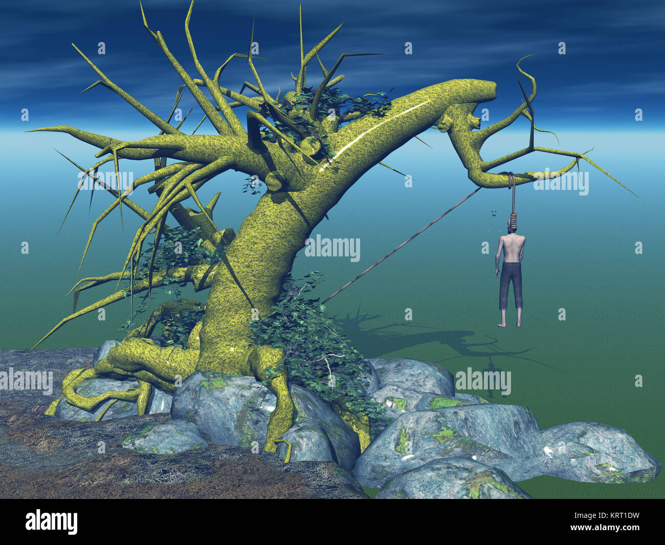 gallows tree on the field Stock Photo - Alamy