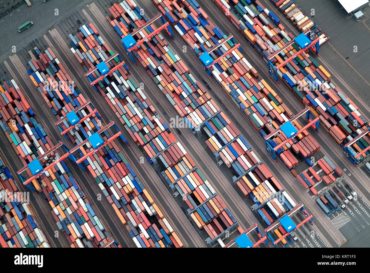 Container Terminal Altenwerder (CTA), Hamburg Port. Aerial view Stock ...