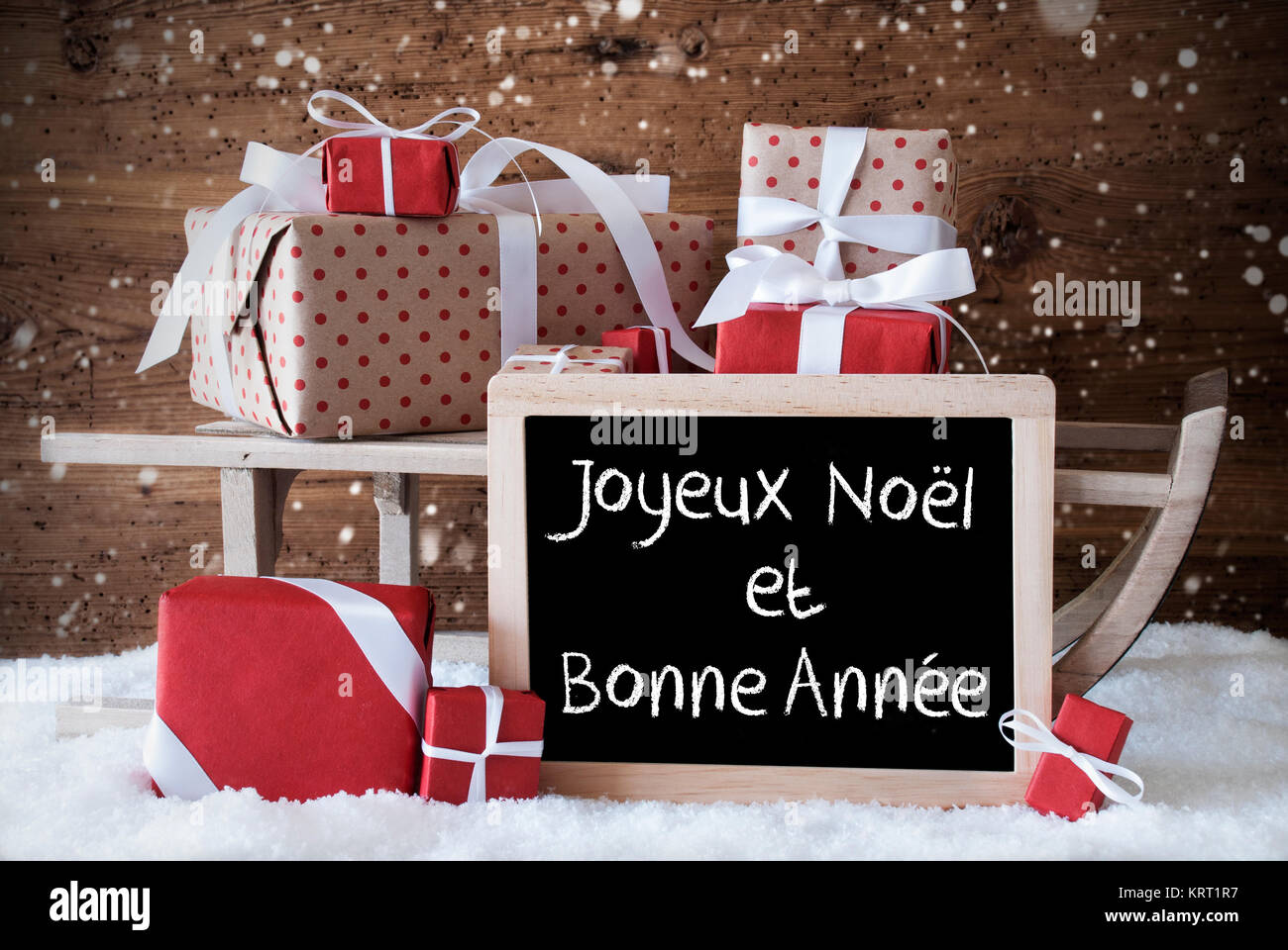 Chalkboard With French Text Joyeux Noel Et Bonne Annee Means Merry ...