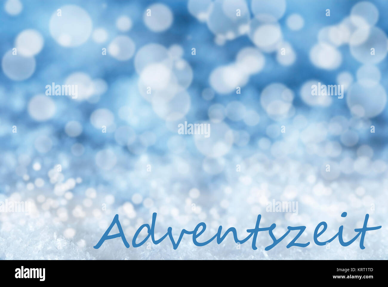 German Text Adventszeit Means Advent Season. Blue Bokeh Christmas Background Or Texture With ...