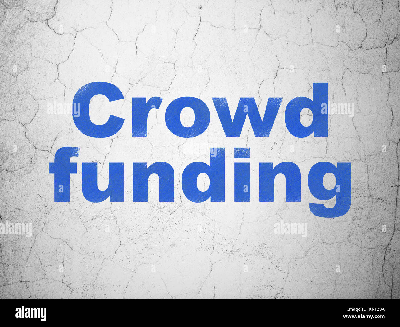 Finance concept: Blue Crowd Funding on textured concrete wall ...