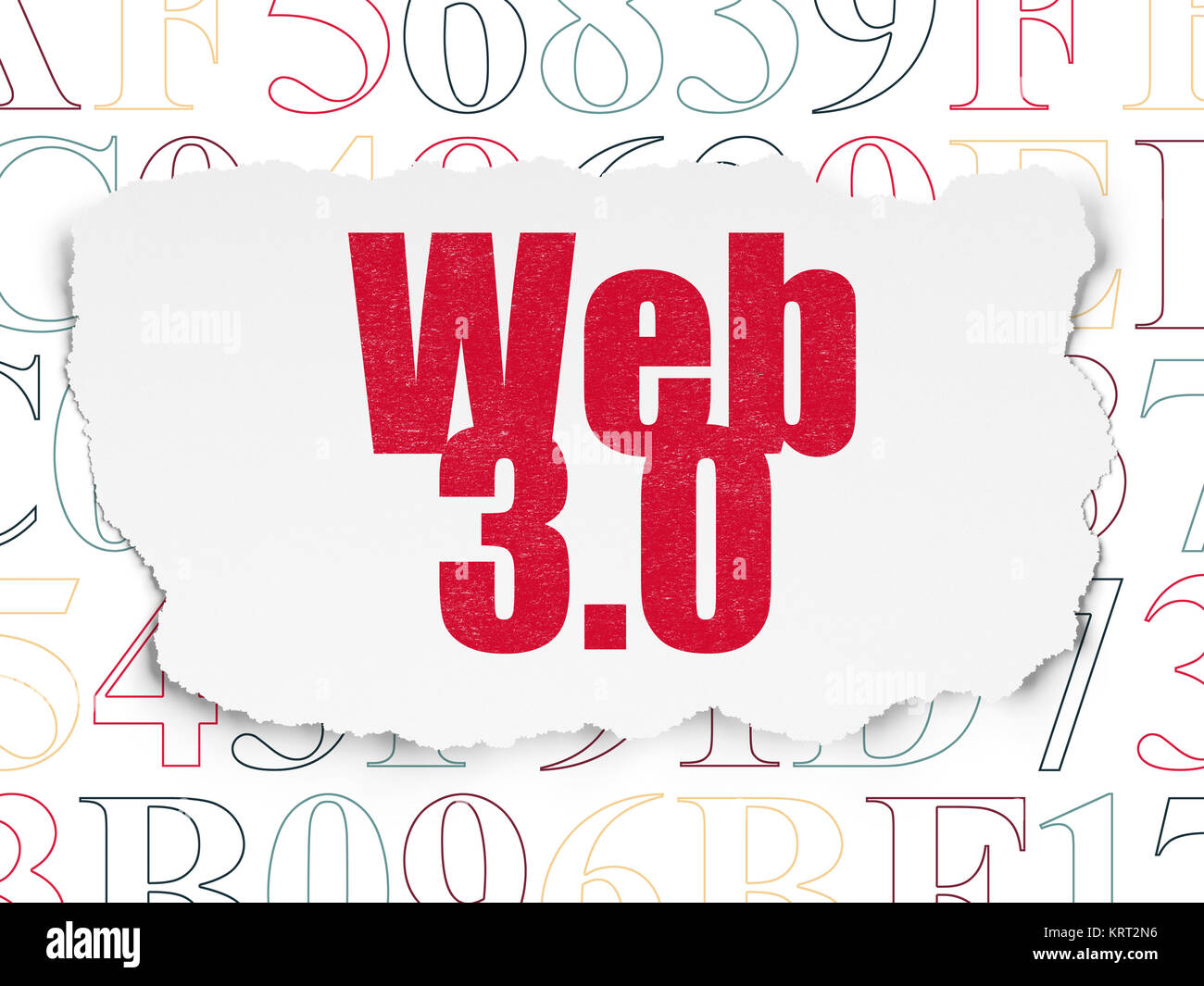Web design concept: Painted red text Web 3.0 on Torn Paper background with Hexadecimal Code ...