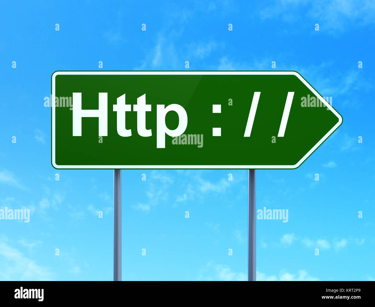 Web development concept: Http : / / on green road highway sign, clear ...