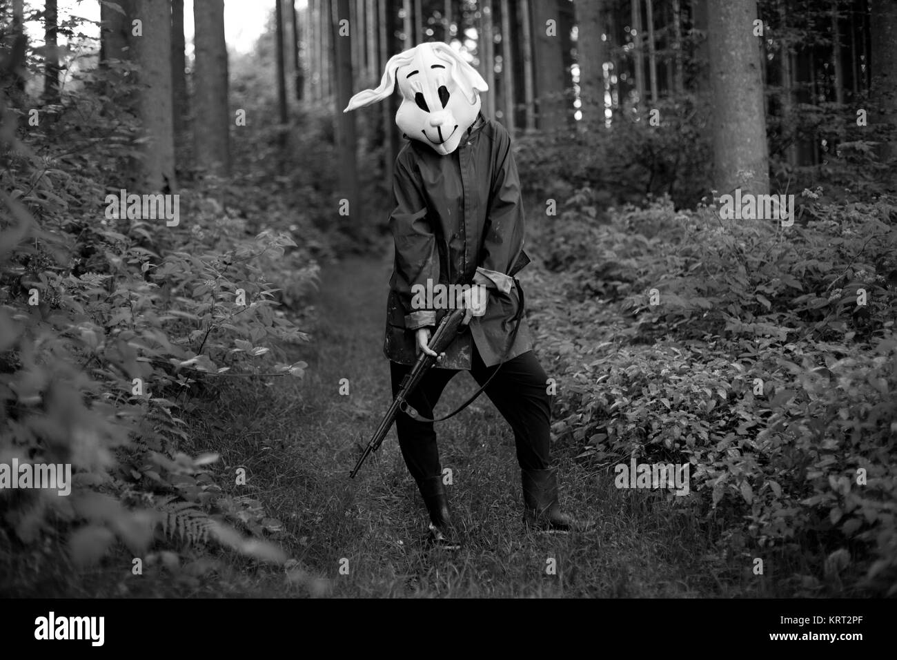 white rabbit hunter Stock Photo - Alamy