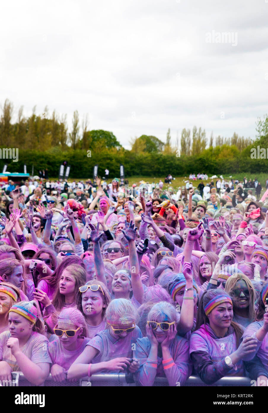 The air is thick of color powder at the afterparty at The Color Run ...