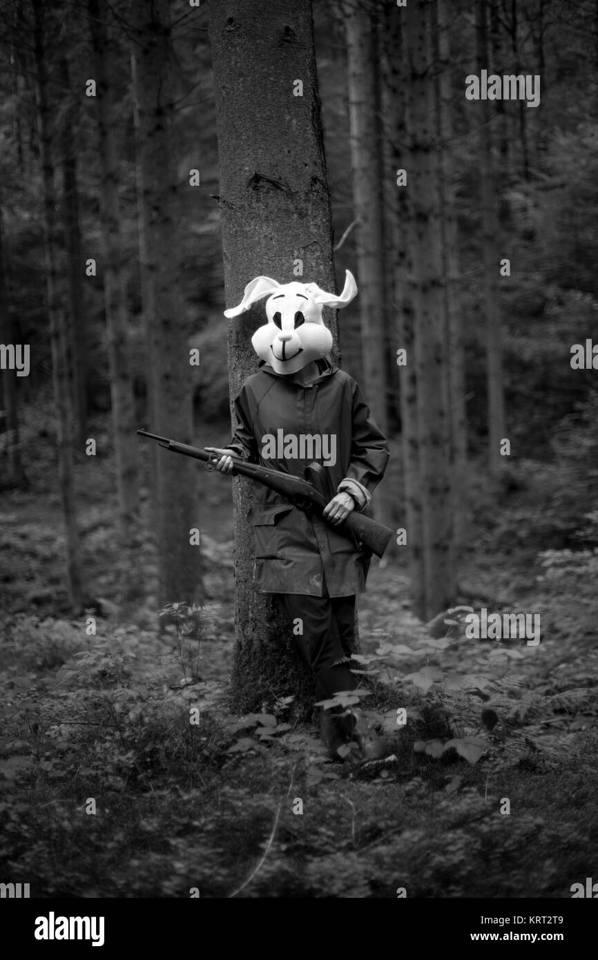 white rabbit hunter Stock Photo - Alamy