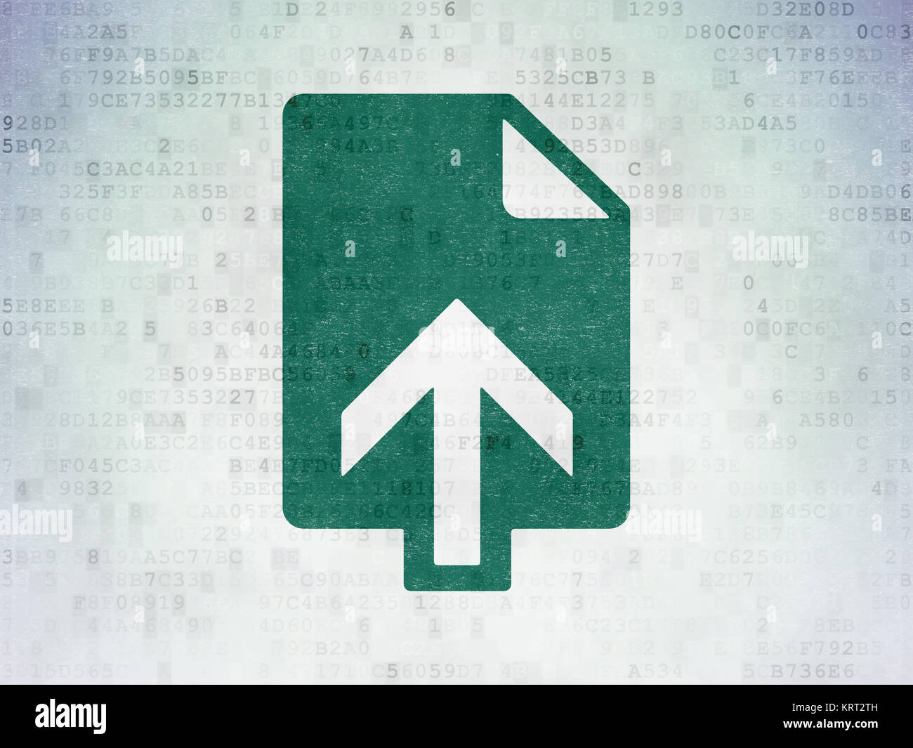 Web development concept: Painted green Upload icon on Digital Data ...