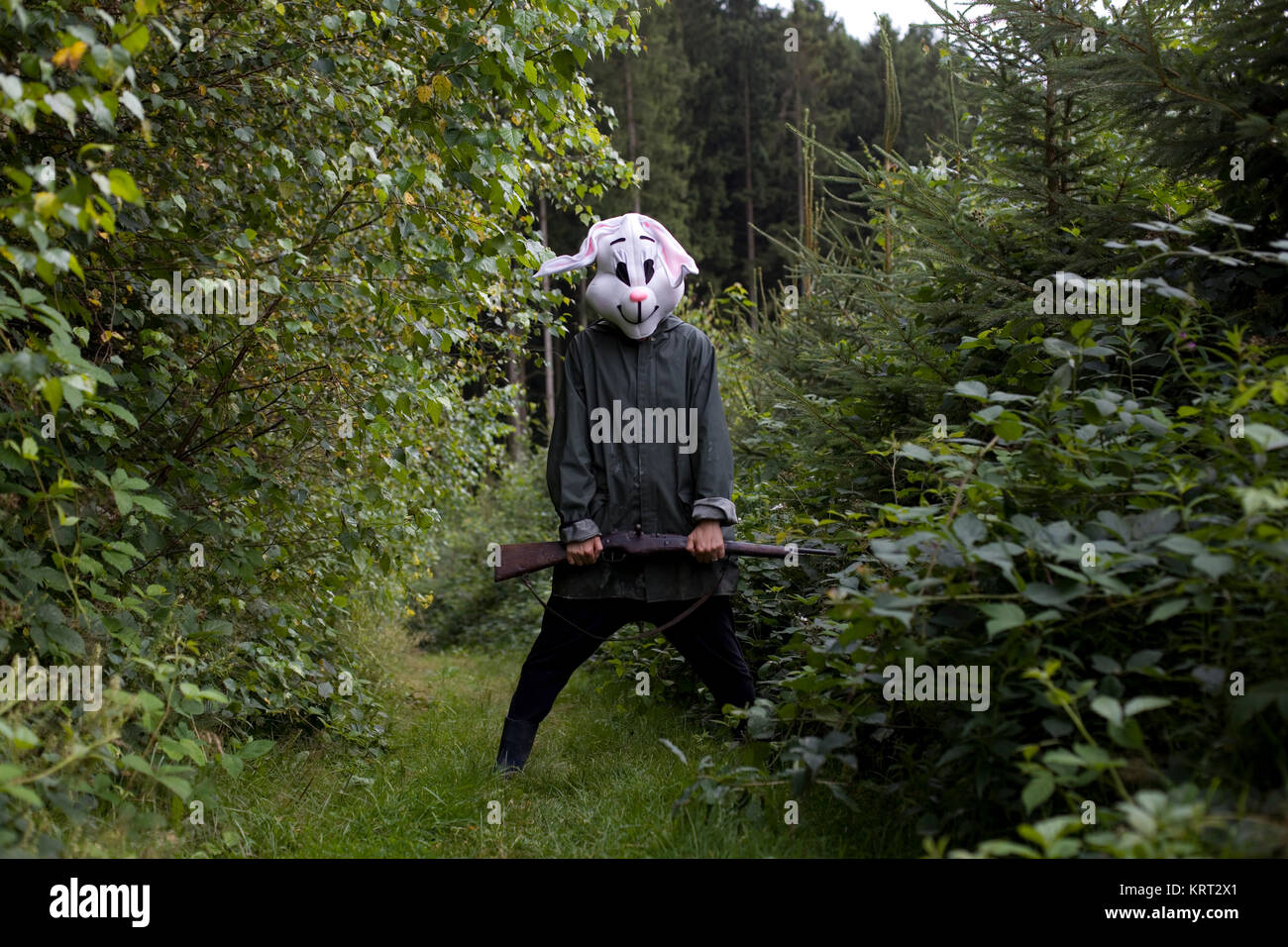white rabbit hunter Stock Photo - Alamy