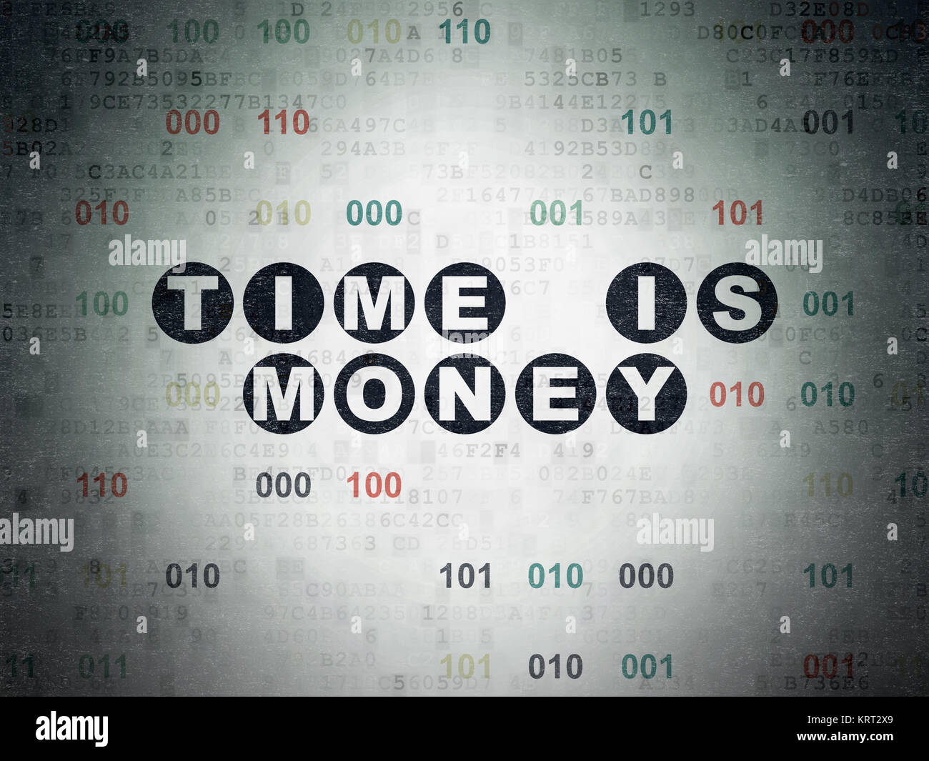 Time concept: Painted black text Time is Money on Digital Data Paper ...