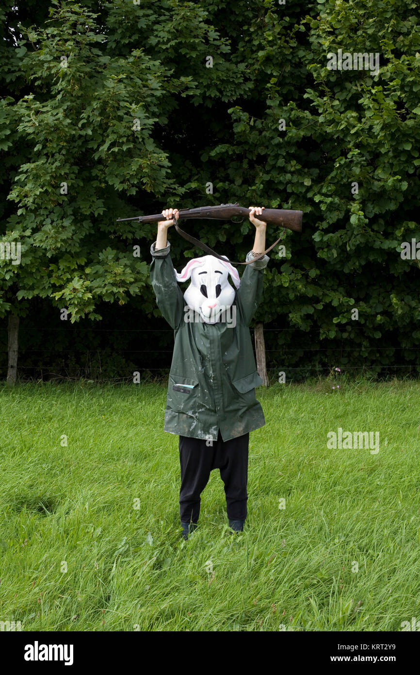 white rabbit hunter Stock Photo - Alamy