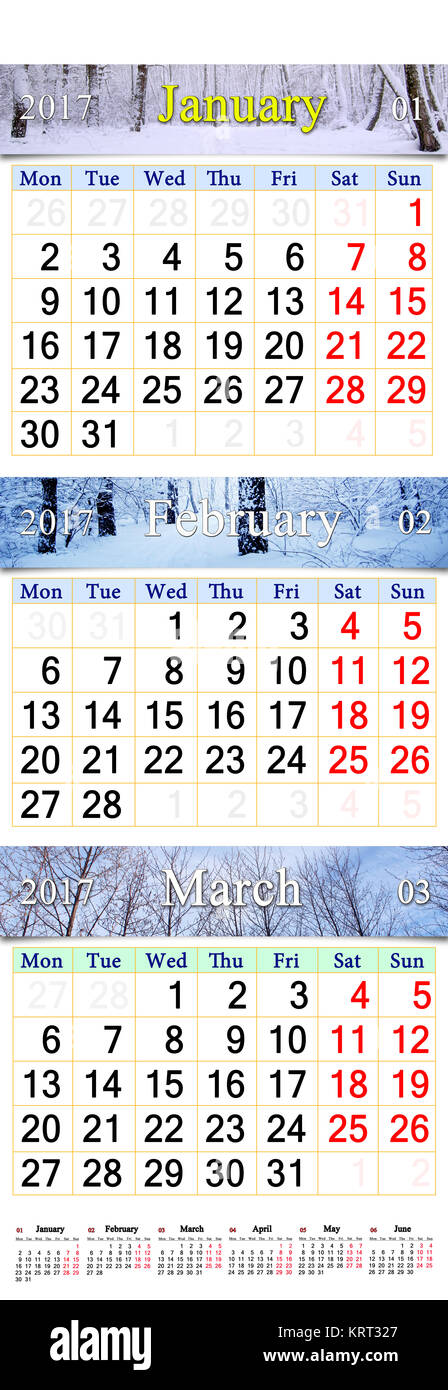 January February March Calendar