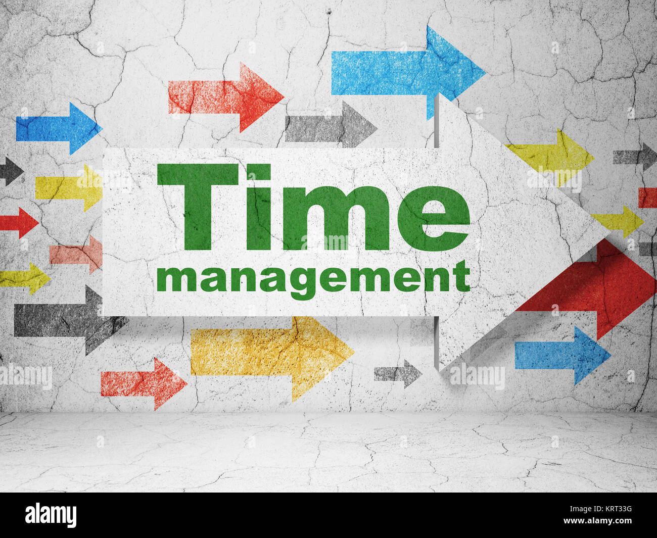 Timeline concept: arrow with Time Management on grunge textured ...
