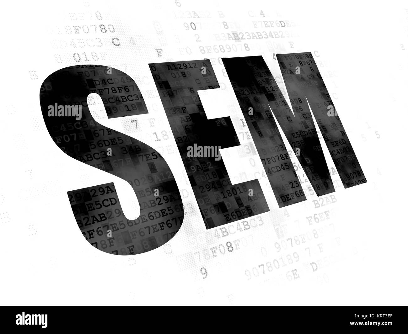 Marketing concept: Pixelated black text SEM on Digital background Stock ...