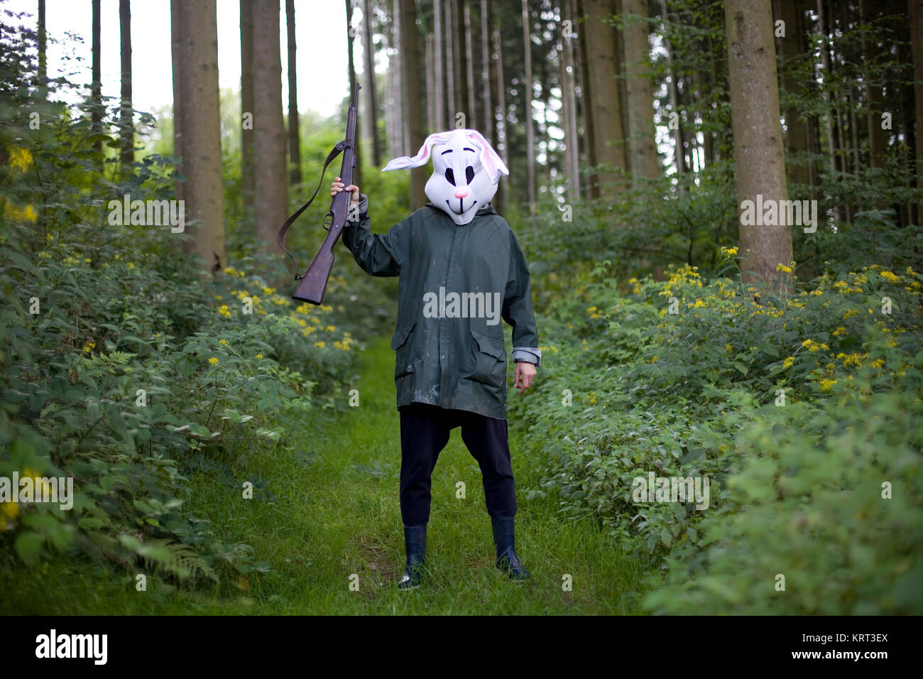 white rabbit hunter Stock Photo - Alamy