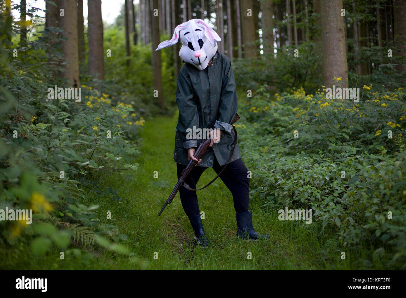 white rabbit hunter Stock Photo - Alamy