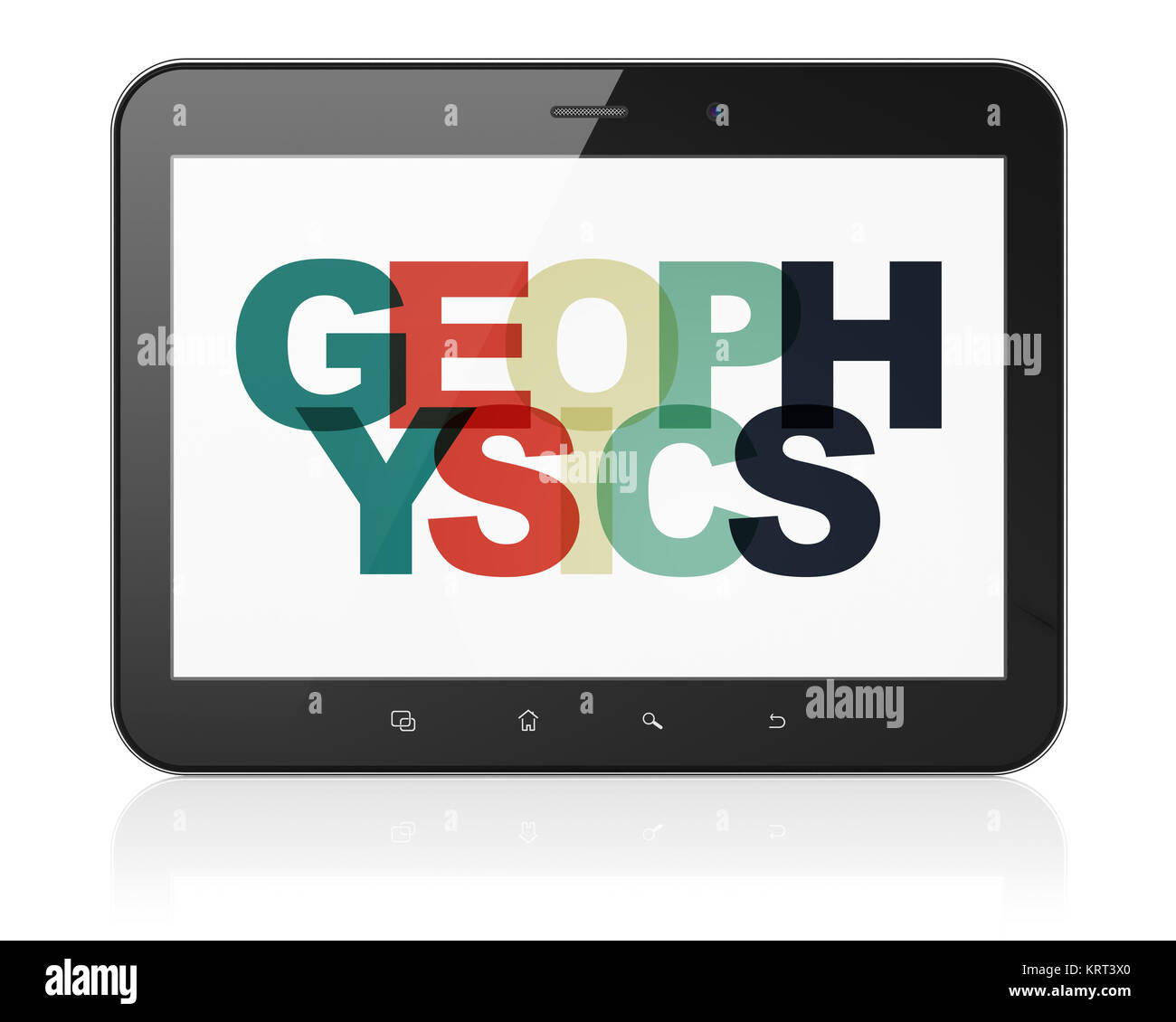 Science concept: Tablet Computer with Painted multicolor text ...