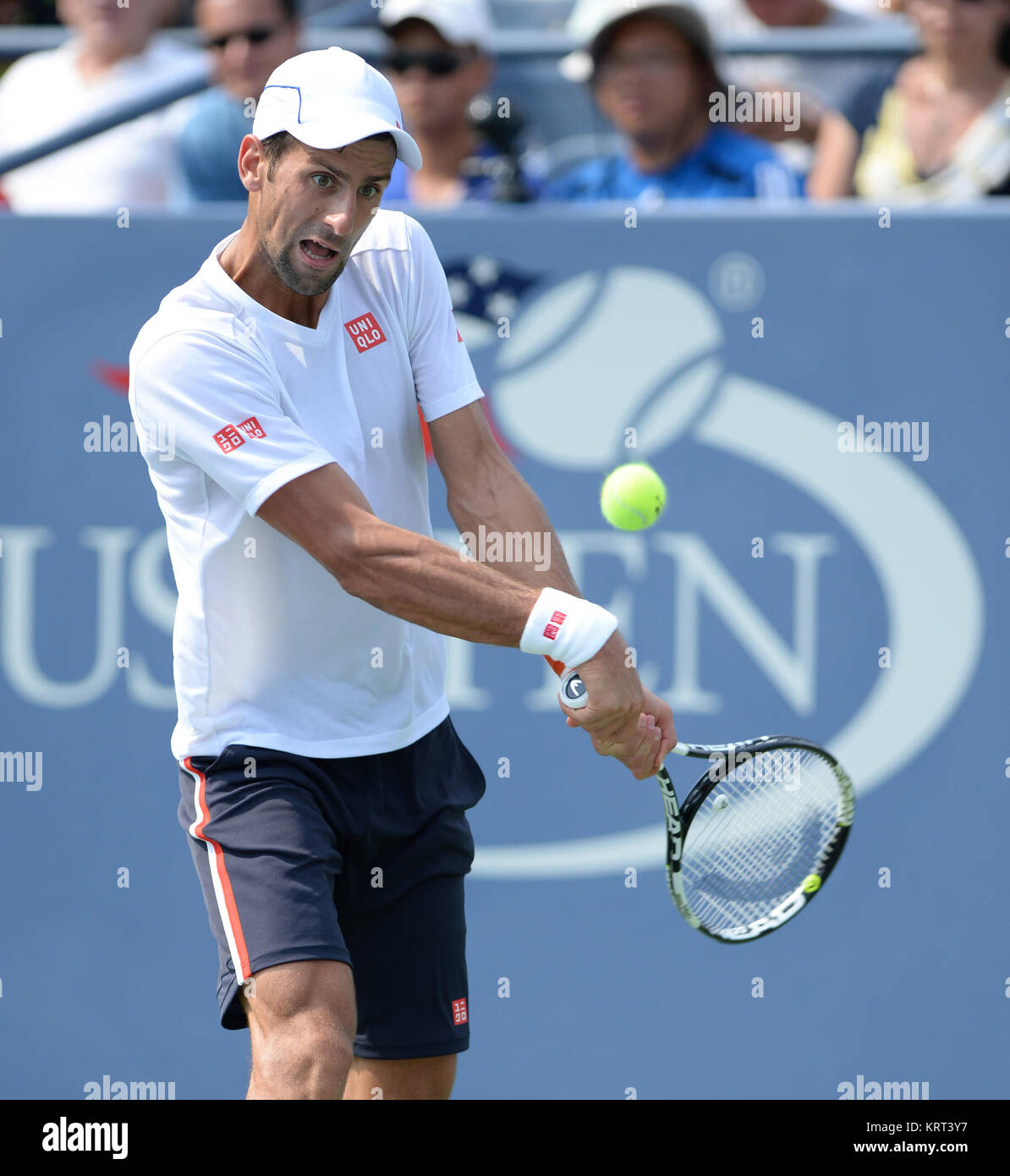 NEW YORK, NY - AUGUST 30: Novak Djokovic on the practice court at the ...