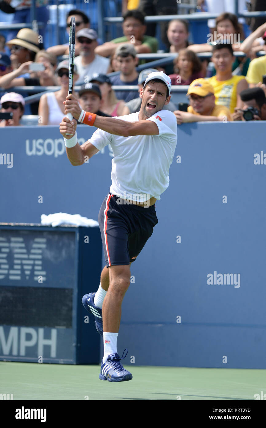 NEW YORK, NY - AUGUST 30: Novak Djokovic on the practice court at the ...