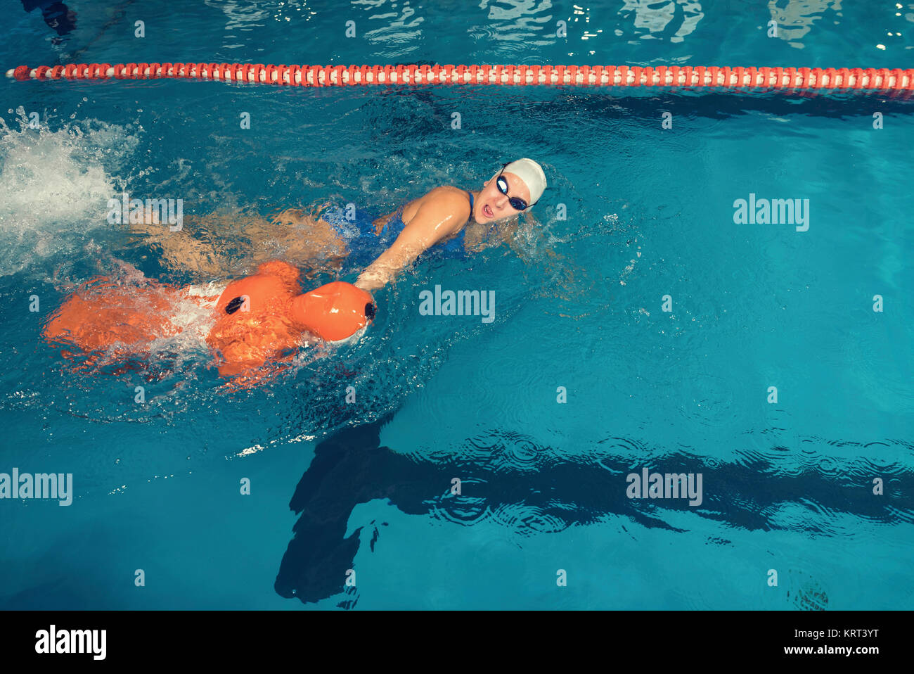 Water Rescue Training Trainer and Training Dummy in a Pool Stock Photo ...