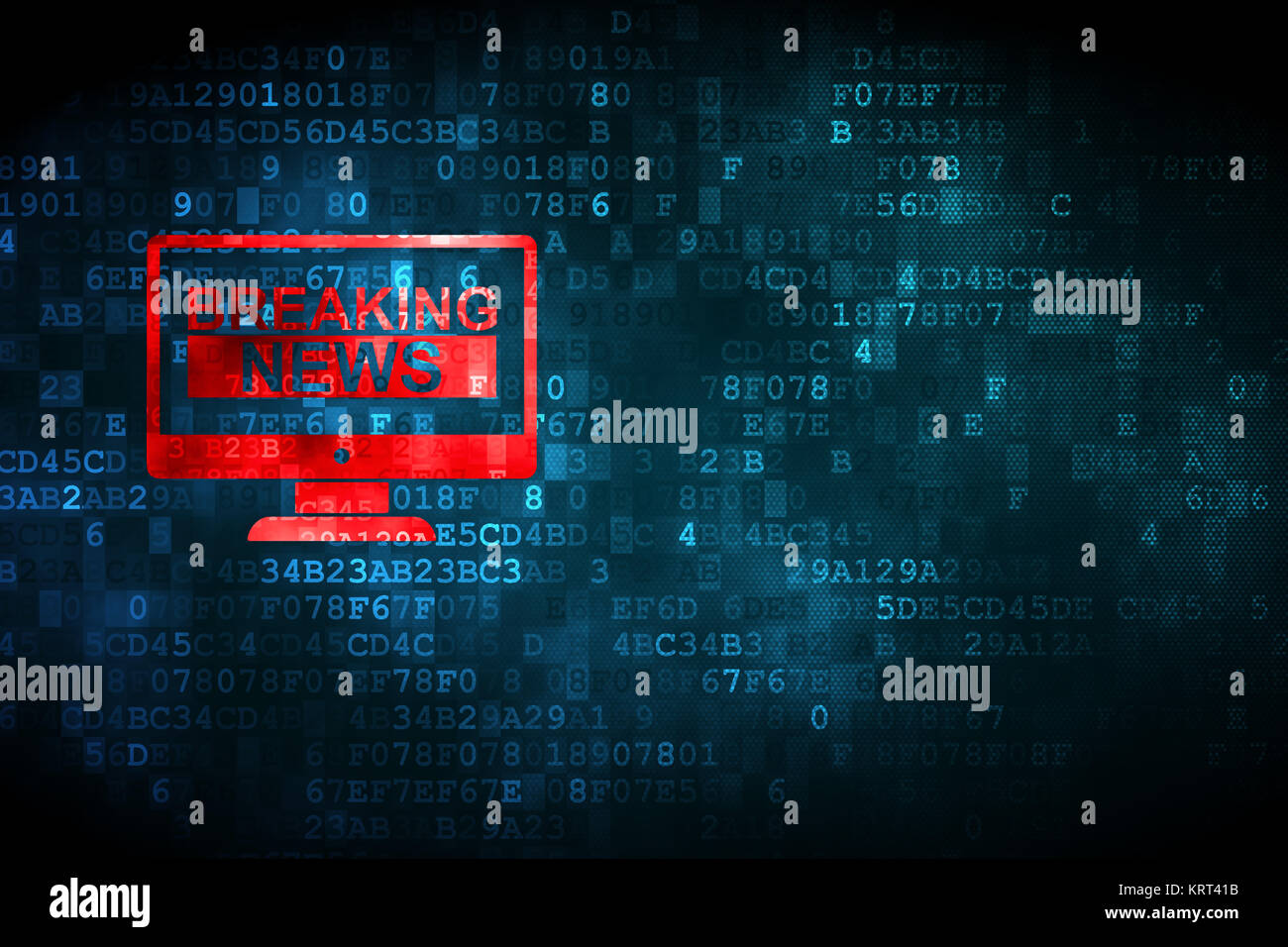 News concept: pixelated Breaking News On Screen icon on digital ...