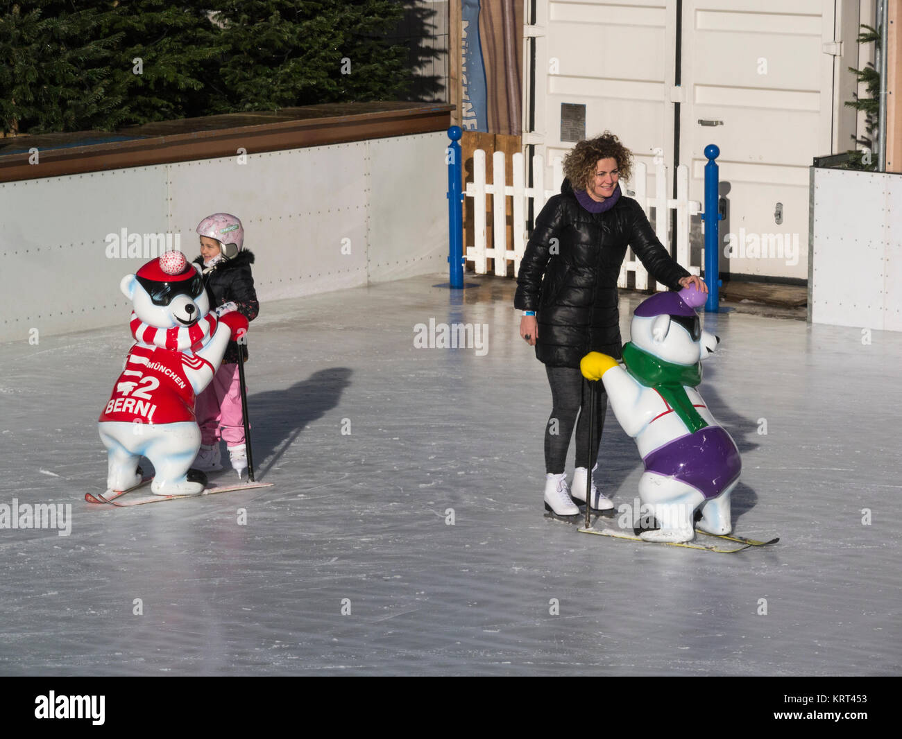Mother and little girl daughter Münchener EisZauber Munich Ice Magic ...