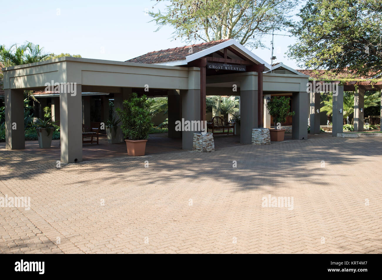 Entrance to the Ghost Mountain Inn in Mkuze, South Africa Stock Photo ...
