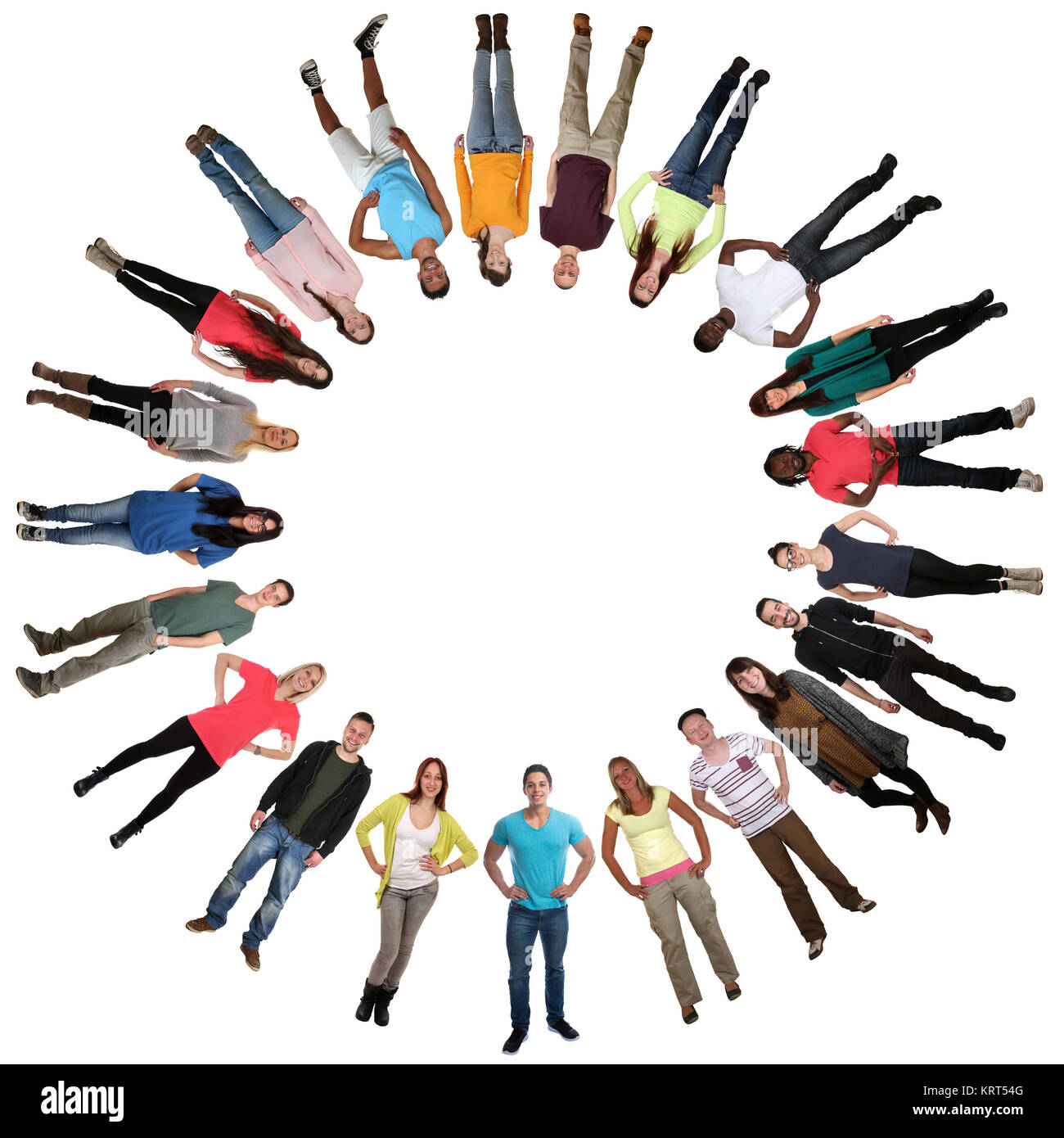 laughing multicultural young people people group in circle Stock Photo ...