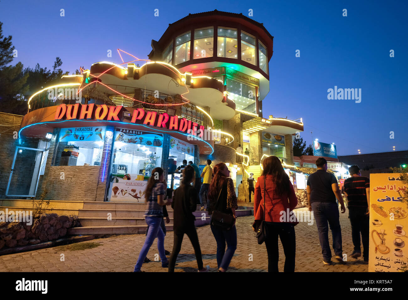 Restaurants at Amusement Park on Duhok Dam, Duhok, Northern Iraq ...