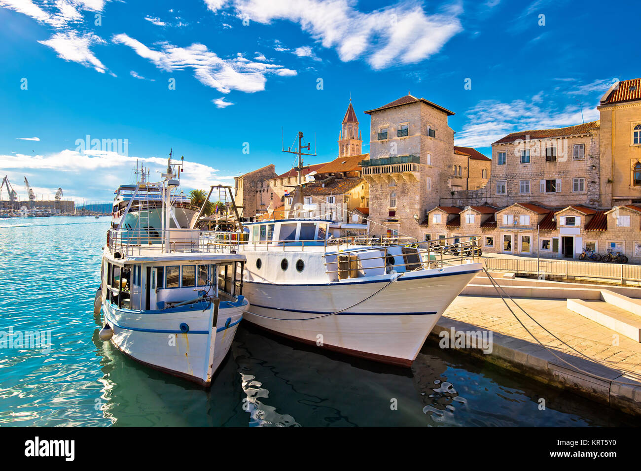 Trogir boats and waterfront view Stock Photo - Alamy