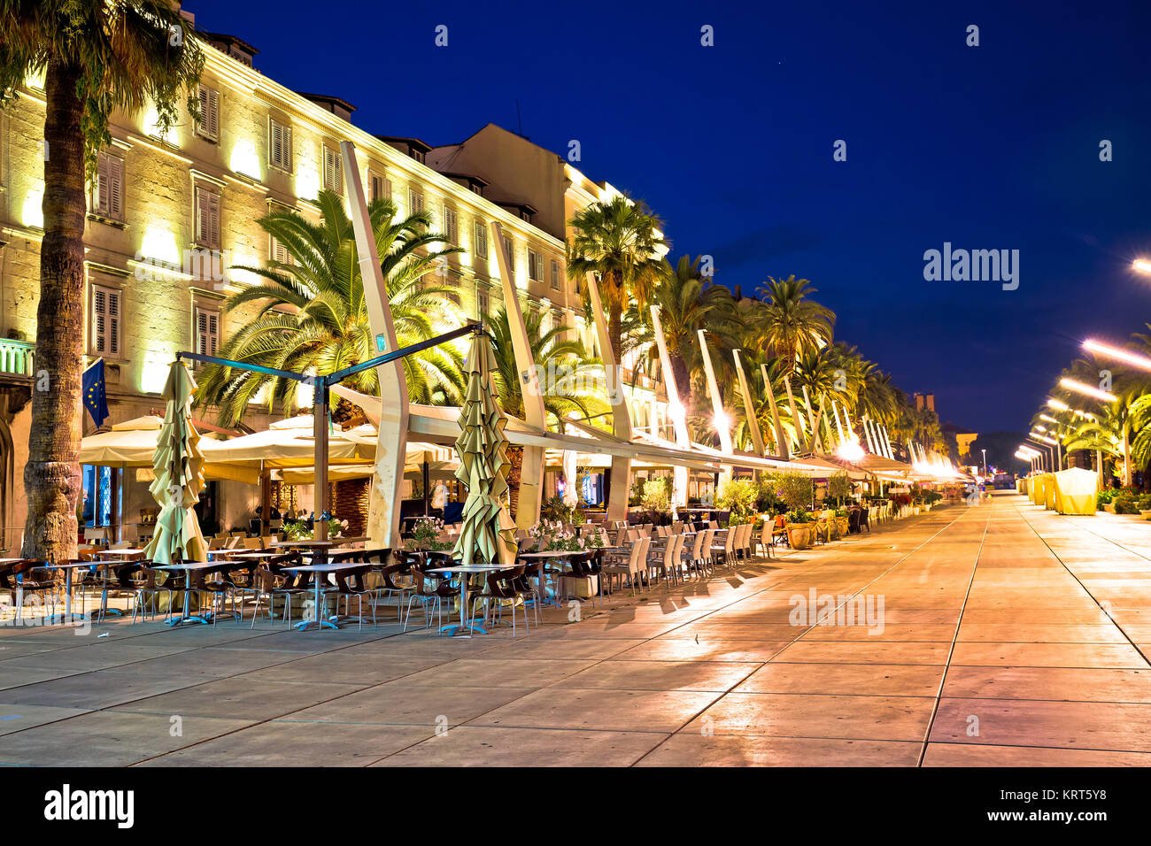Split Riva waterfront evening view Stock Photo - Alamy