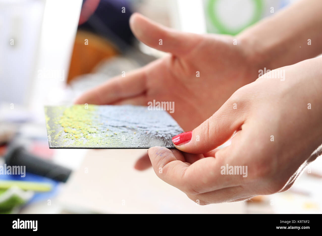 painting tiles. hand decorated ceramic tiles Stock Photo - Alamy