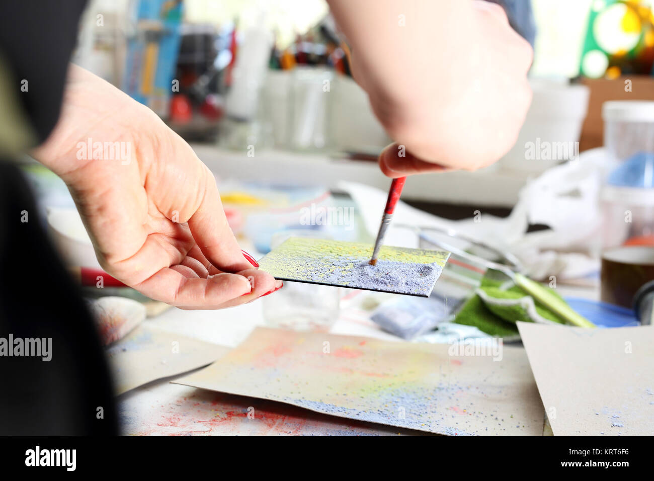 Painting Tiles Hand Decorated Ceramic Tiles Stock Photo Alamy