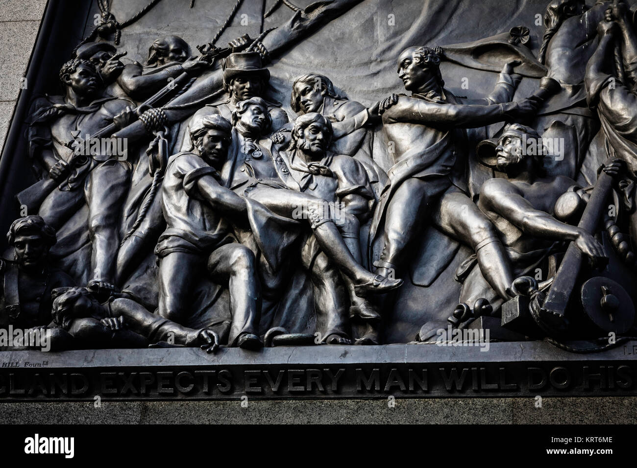 Detail of the base of Nelson's Column, Trafalgar Square, London ...