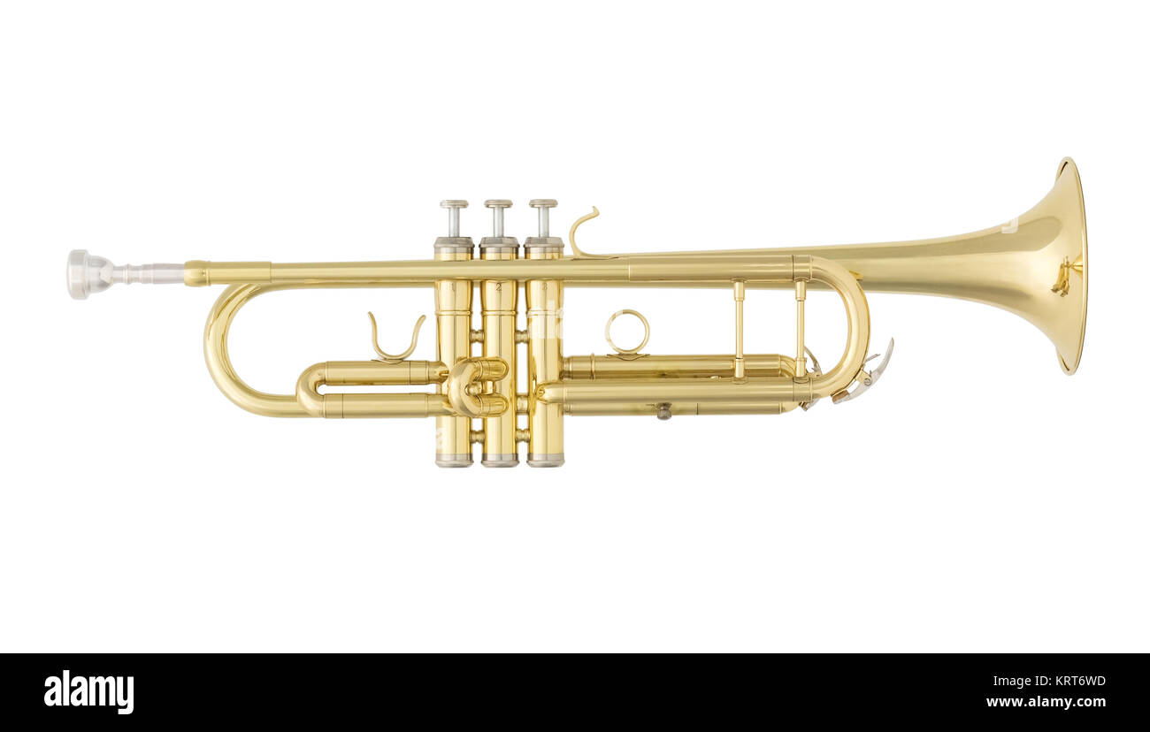Golden Trumpet Isolated on White Background Stock Photo - Alamy