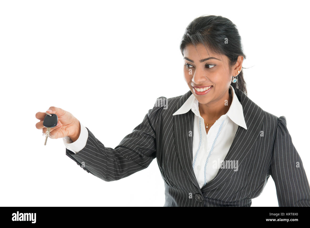 Woman hand over car key to client Stock Photo - Alamy
