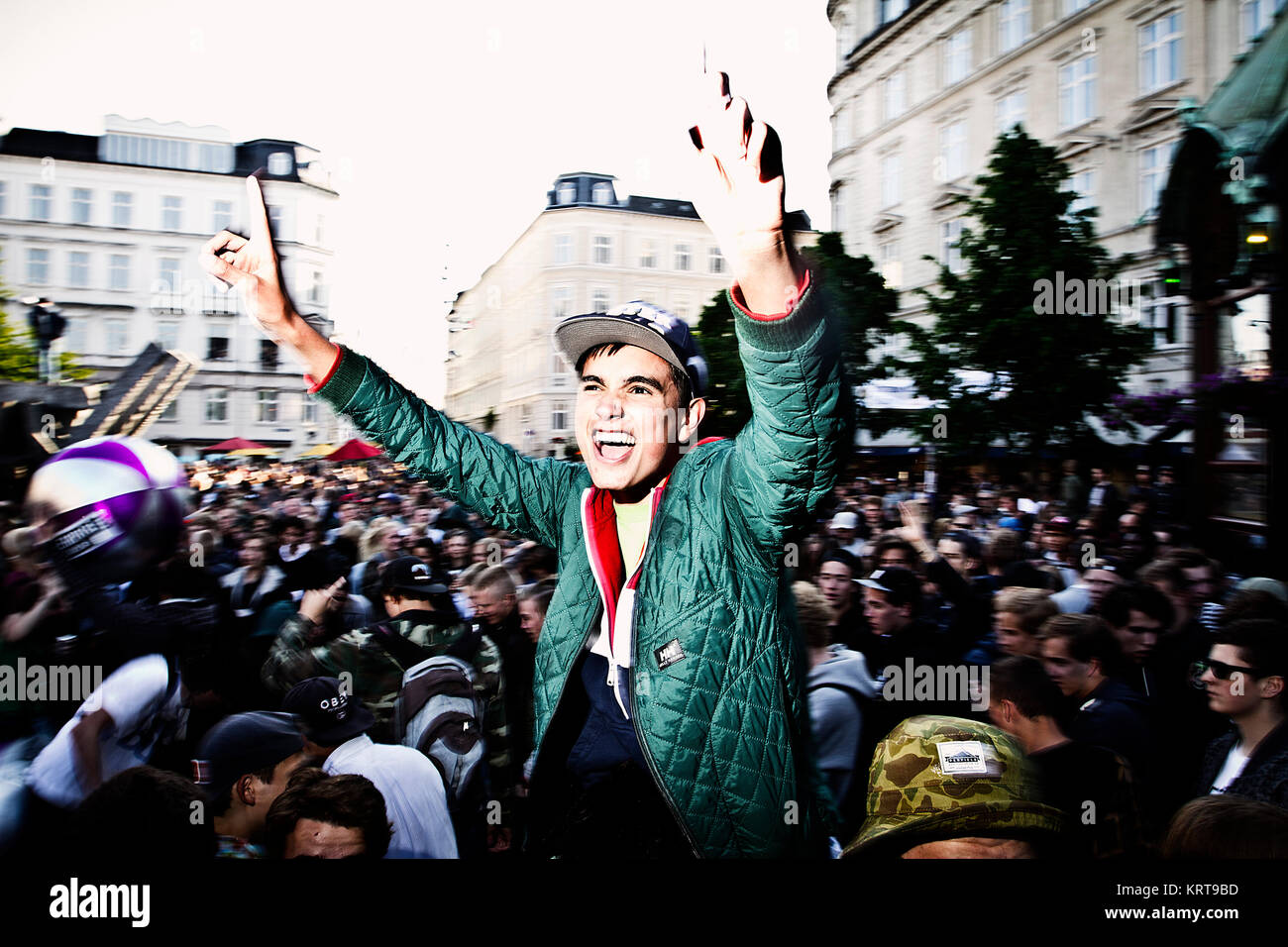 Party people are dancing and drinking at the annual street and block ...